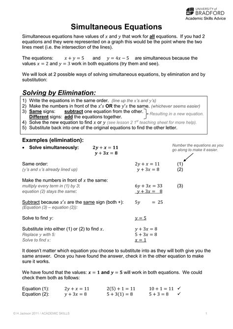 Simultaneous Equations Teaching Pdf Physics Science
