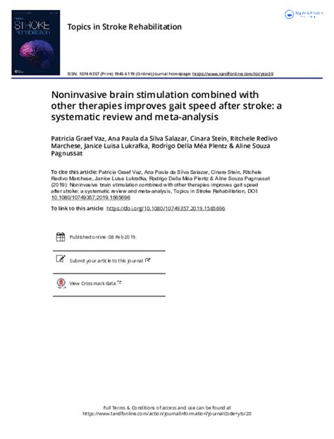 Pdf Noninvasive Brain Stimulation Combined With Other Therapies Improves Gait Speed After