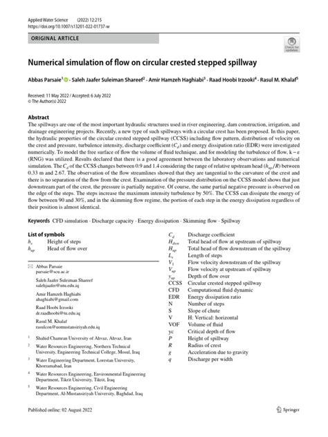 Numerical Simulation Of Flow On Circular Crested Stepped Spillway Pdf Spillway Fluid Dynamics