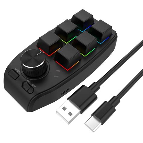 USB Wired RGB Custom Mechanical Keyboard Keys Knob Programming Gaming Keypad Black