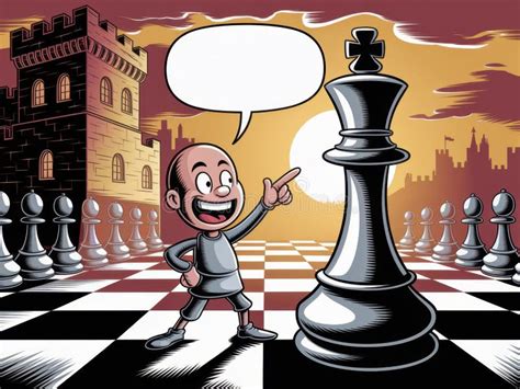 Animated Chess Adventure Excited Character Interacting With Oversized