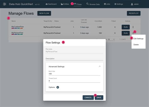 Edit Flow Settings Using Quickstart
