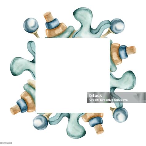 수채화 나무 장난감 사각형 프레임 푸른 딸랑이 녹색 Dinno 및 다채로운 피라미드 그림 어린이 상점 포장 라벨 디자인을위한