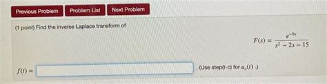 Solved The Unit Step Function Problem 9 Previous Problem