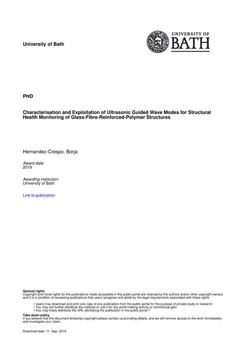 Pdf Characterisation And Exploitation Of Ultrasonic Guided Wave Modes For Structural Health