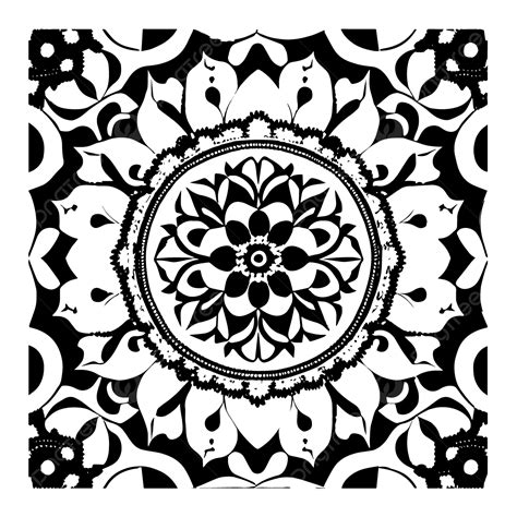 꽃 만다라 패턴으로 내면의 예술가를 불러일으키세요 벡터 꽃 만다라 패턴 벡터 흑백 디자인 무늬 Png 일러스트 및 벡터