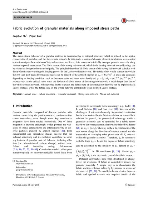 Pdf Fabric Evolution Of Granular Materials Along Imposed Stress Paths