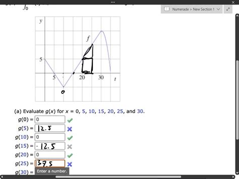 Solved Let Gx Ft Dt Where F Is The Function Whose Graph Is Shown 20 30 A Evaluate Gx