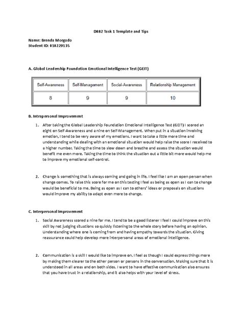D082 Task 1 Task 1 Passed D082 Task 1 Template And Tips Name Brenda Morgado Student Id