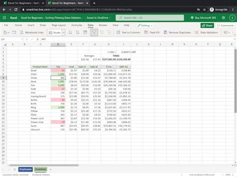 Excel For Beginners Sorting Filtering Data Validation