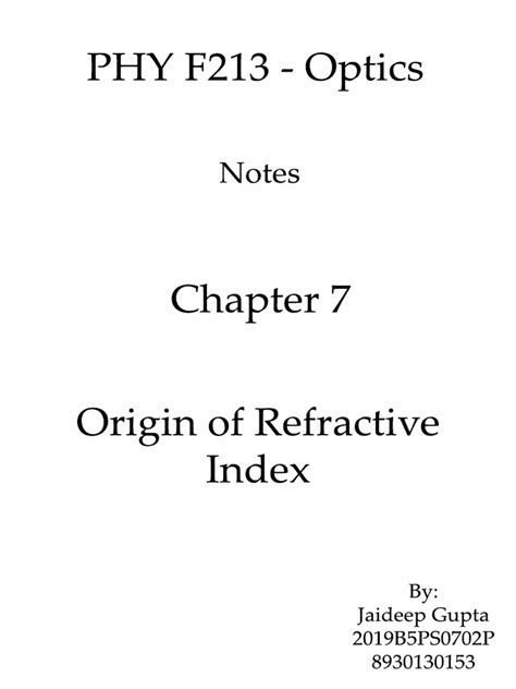 Chapter 7 Origin Of Refractive Index Pdf