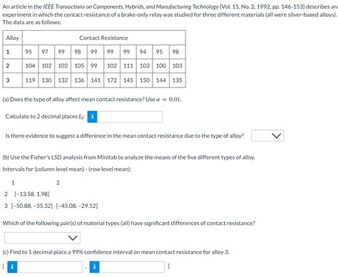 Solved An Article In The IEEE Transactions On Components Chegg Com