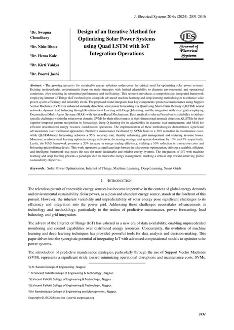 Pdf Design Of An Iterative Method For Optimizing Solar Power Systems Using Quad Lstm With Iot