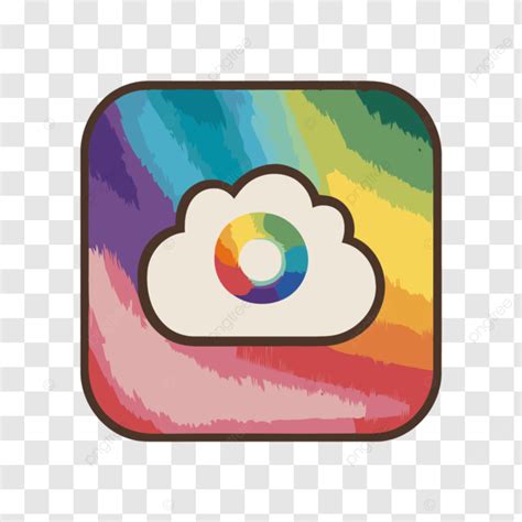 구름이 그려진 무지개 아이콘 벡터 흰색 배경에 인스타그램 클라우드의 단순한 다채로운 아이콘 그림자 없음 작은 프레임 중앙 Png 일러스트 및 벡터 에 대한 무료