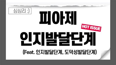 피아제 인지발달단계 발달심리학 Youtube