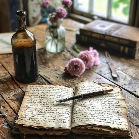 A Female Writing A Text In A Notebook Premium Ai Generated Image