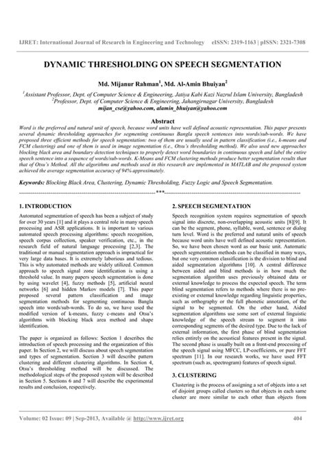 Dynamic Thresholding On Speech Segmentation Pdf