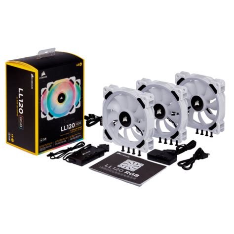 Corsair LL RGB Mm Dual Light Loop White RGB LED PWM Fan Triple Pack With Lighting Node