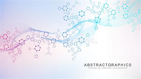 Modern Science Background With Lines Dots And Hexagons Wave Flow Abstract Background Stock