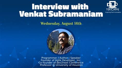 Ahmed Misbah Msc On Linkedin I Am Honored To Be Hosting Dr Venkat Subramaniam 🇺🇦 ️ On The Tek