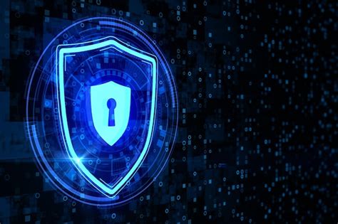 Premium Photo Creative Glowing Shield With Padlock Icon On Dark Binary Code Background With