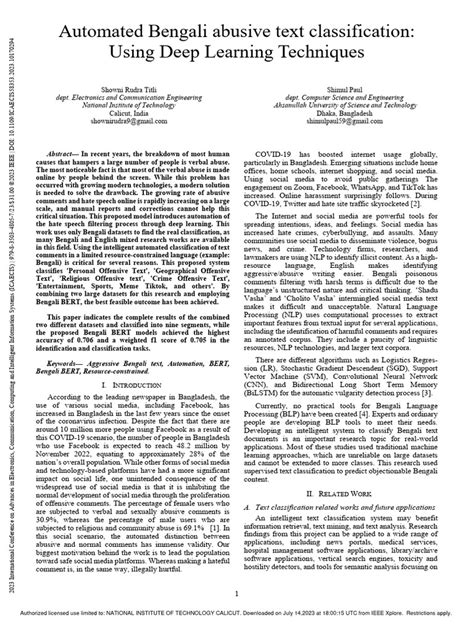 automated bengali abusive text classification using deep learning