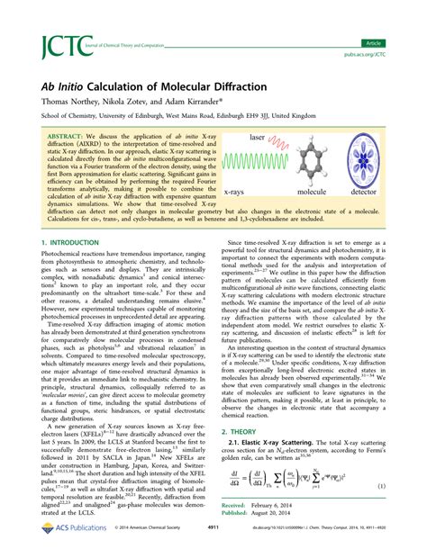 Pdf Ab Initio Calculation Of Molecular Diffraction