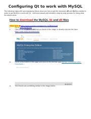 Configure MySQL And Fix Port Conflicts Docx Configuring Qt To Work With MySQL The Following