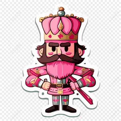 그의 칼을 들고 호두 까기 인형의 핑크 스티커 일러스트 벡터 상표 Png 일러스트 무료 다운로드 Lovepik