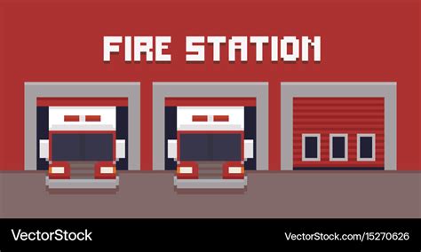 Pixel Art Fire Station Royalty Free Vector Image