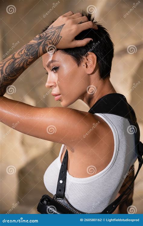 Pretty And Archaeologist With Tattoo Stock Photo Image Of White Ancient
