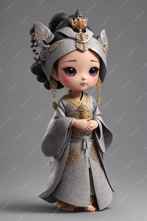 Premium Ai Image A 3d Algorithmic Pattern Makes A Cute Chibi Balinese
