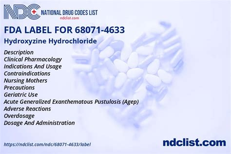Fda Label For Hydroxyzine Hydrochloride Indications Usage And Precautions