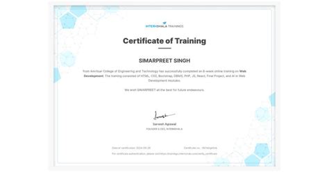 Simarpreet Singh On Linkedin Successfully Completed The Web Development Training From Internshala