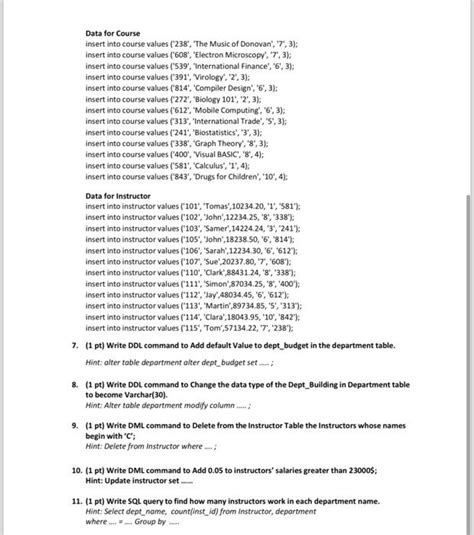 Solved 5 Create The Following The Tables Using The Given Chegg