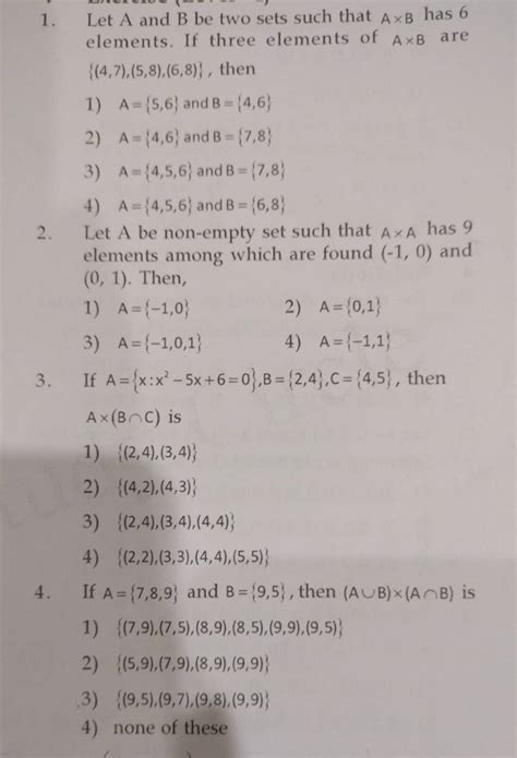 Let A Be Non Empty Set Such That A×a Has 9 Elements Among Which Are Found