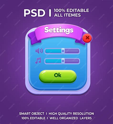 Premium Psd Setting Screen Ui 2d Game Ui User Interface Casual Game Ui Ui Kit Ui Art Cartoon