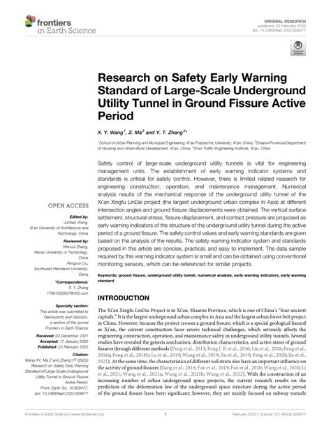 Pdf Research On Safety Early Warning Standard Of Large Scale Underground Utility Tunnel In