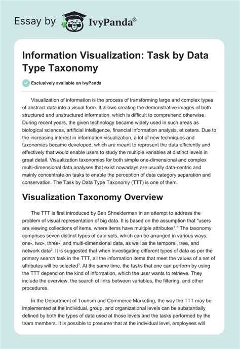 Data Visualization Task By Data Type Taxonomy 2734 Words Report Example