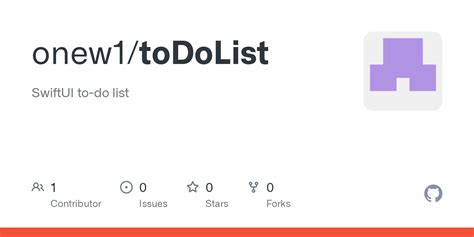 GitHub Onew ToDoList SwiftUI To Do List
