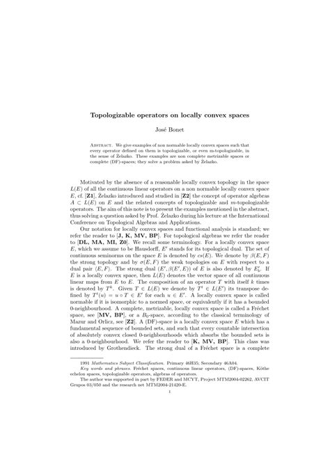Pdf Topologizable Operators On Locally Convex Spaces