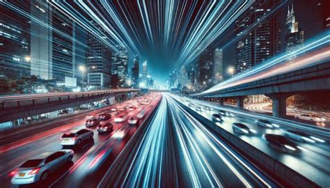 Abstract Speed City Highway Background Dark Night Cars Lights Fast