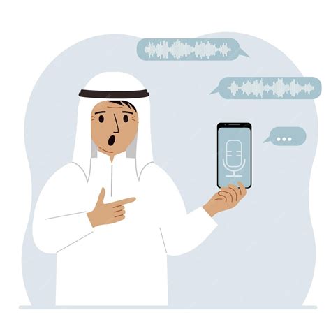 Premium Vector A Man Holds A Smartphone Using A Voice Assistant Application Voice Recognition