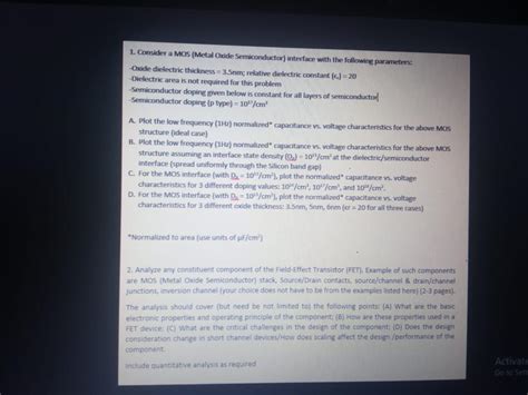 1 Consider A Mos Metal Oxide Semiconductor