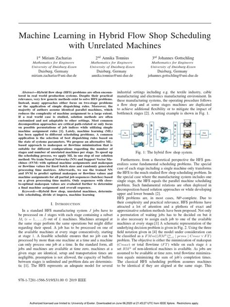 Machine Learning In Hybrid Flow Shop Scheduling With Unrelated Machines Pdf Mathematical