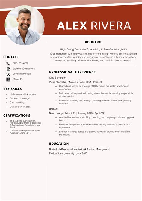 23 Best Bartender Resume Examples And Templates For 2025
