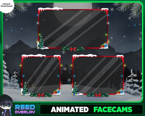 full animated christmas webcam overlay pack xmas tree t box stream