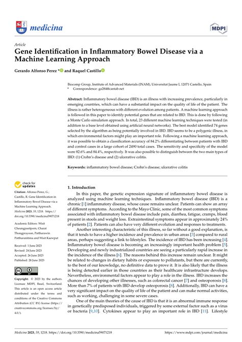 Pdf Gene Identification In Inflammatory Bowel Disease Via A Machine Learning Approach