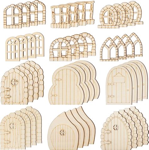 Ruimou 30pcs Wooden Mini Window And Door Decorating Crafts