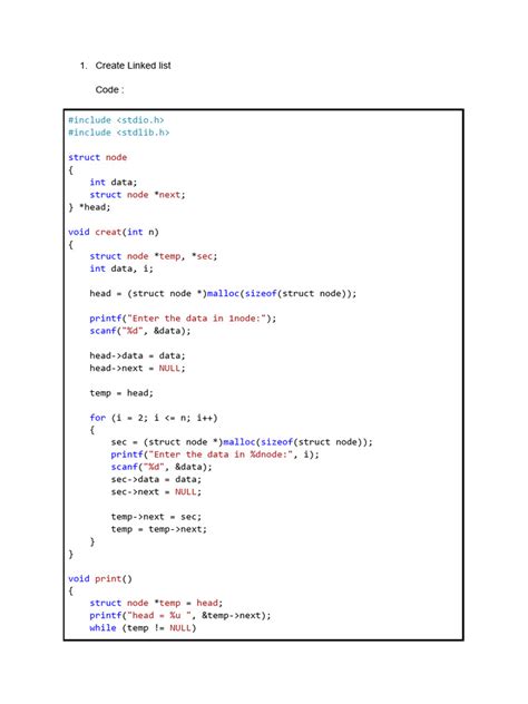Linked List In C Pdf Computer Programming Computer Science
